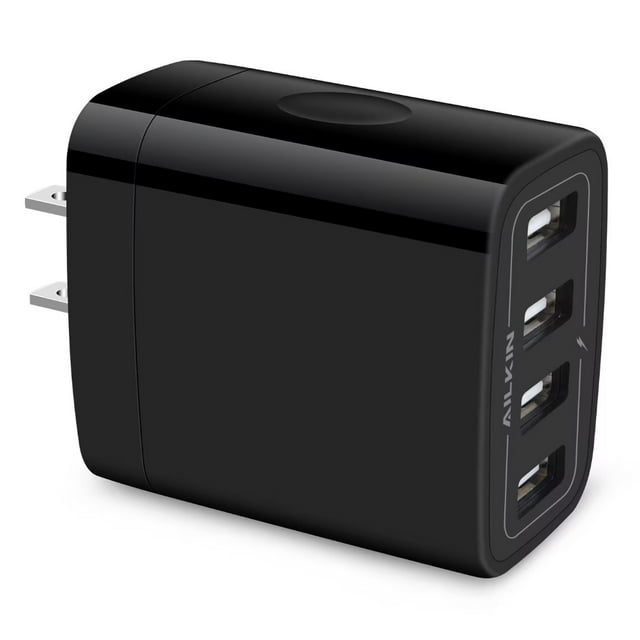 AILKIN Multi-Cell Phone Plugin Adaptor, 4-Port USB Charger Block, 4.8A ...
