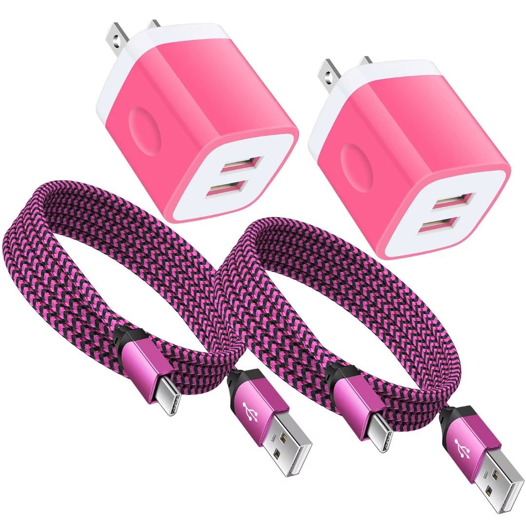 Charger Block,AILKIN 2PACK USB Wall Charger Block and 2PACK Android ...