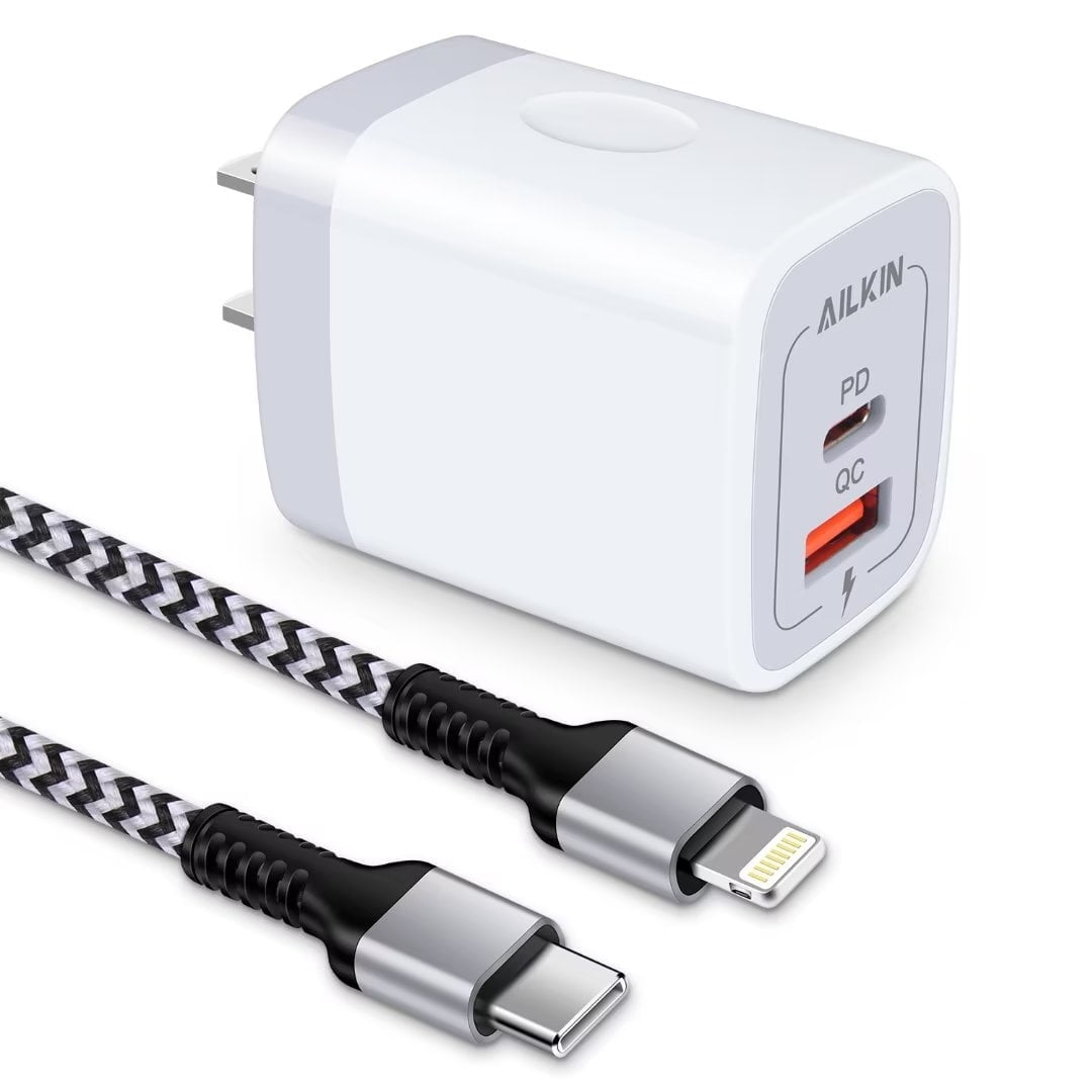 Charger Block,AILKIN USB C Wall Charger Adapter PD 20W QC3.0 Dual Port ...