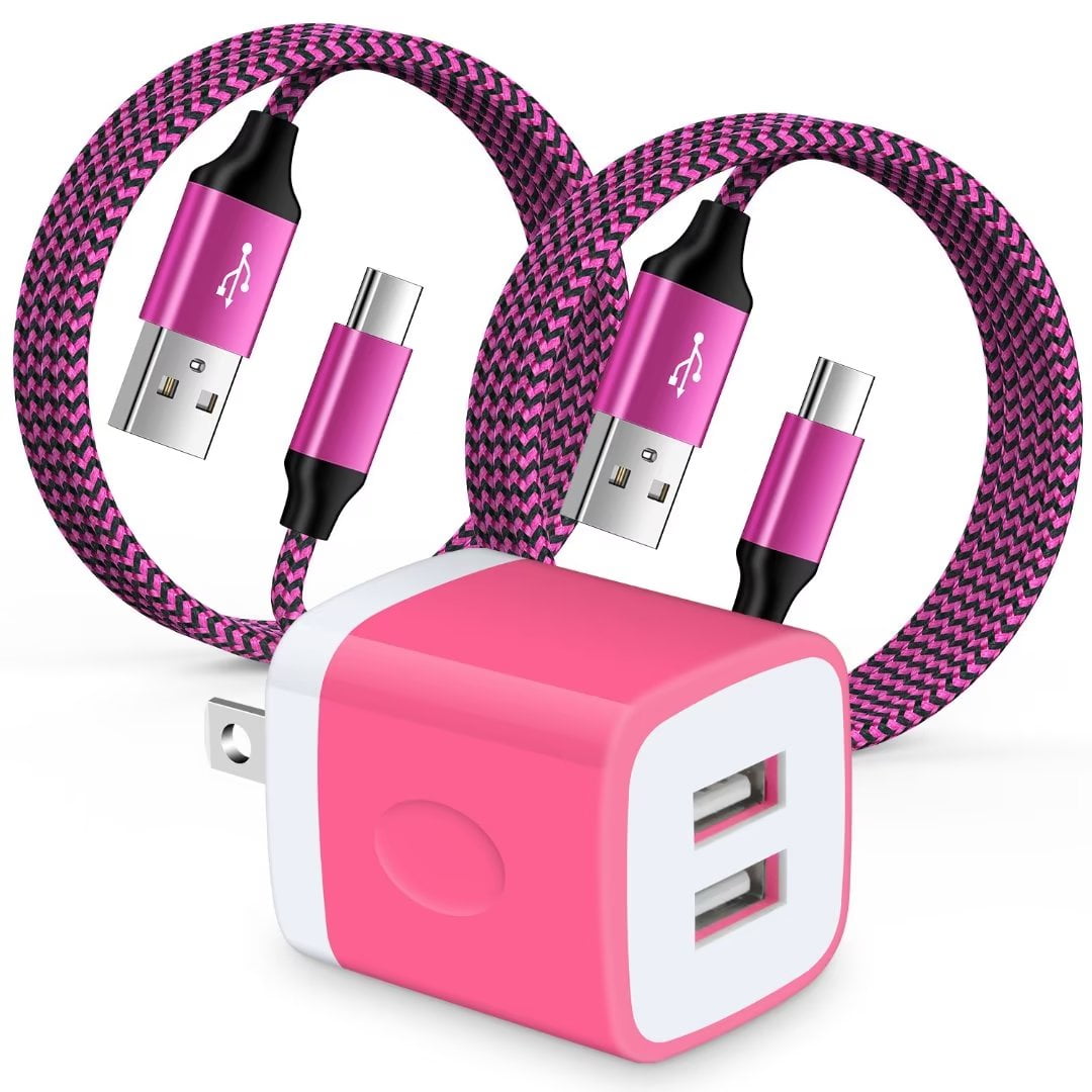 Ailkin USB Wall Charger Block, 2-Pack 6ft Type C Cables, 2.1A Dual Port ...