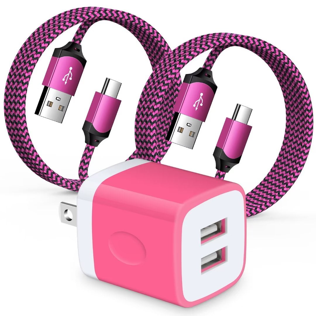 Ailkin USB Wall Charger Block, 2.1A Dual Port Fast Charging, 2 Pack 6ft ...