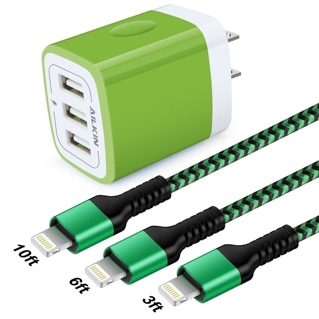 HAOANO iPhone Lightning iOS Charger Block, Multi-Port USB Wall Adapter ...