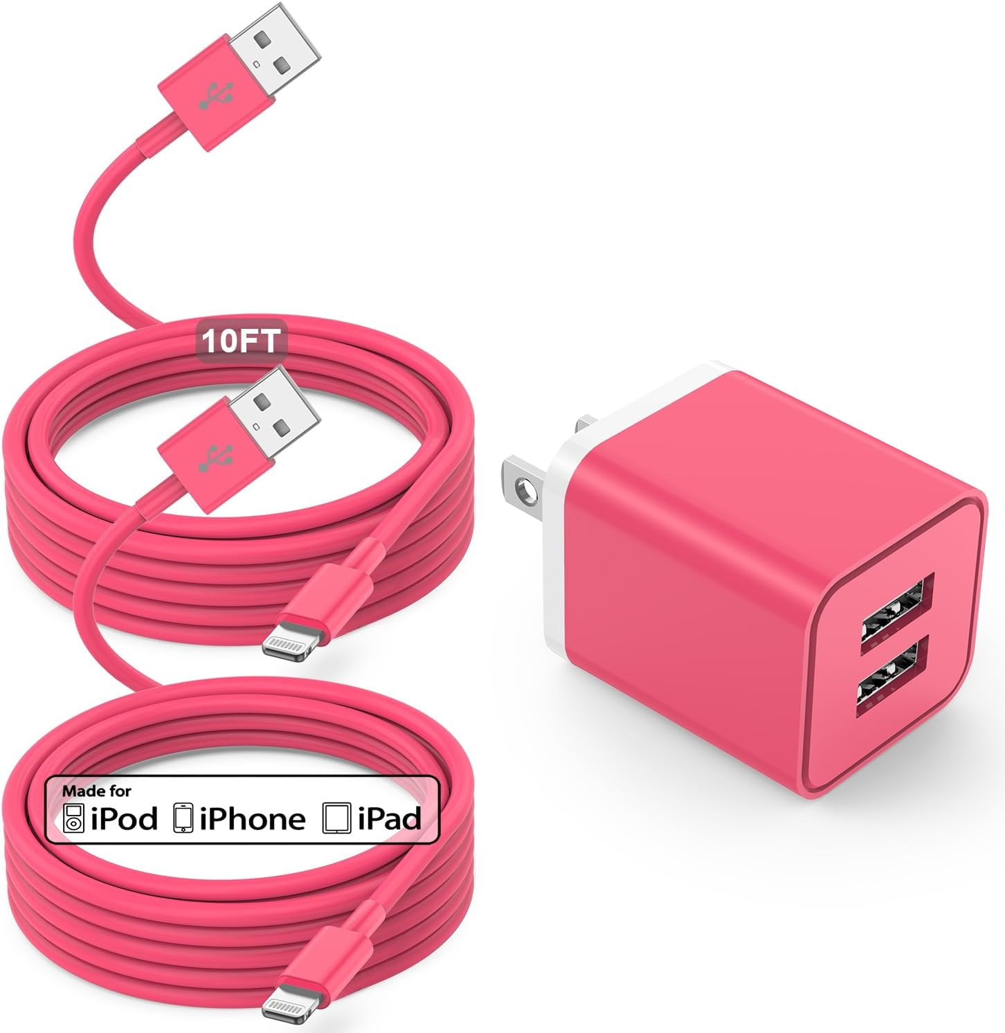 Charger Block,Type C Charger Fast Charging Cable 10 Feet,AlmosTen 2.4A ...