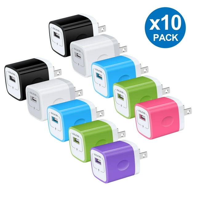 AILKIN 10PCS USB Wall Charger Blocks, Fast Android Charging Adapter ...