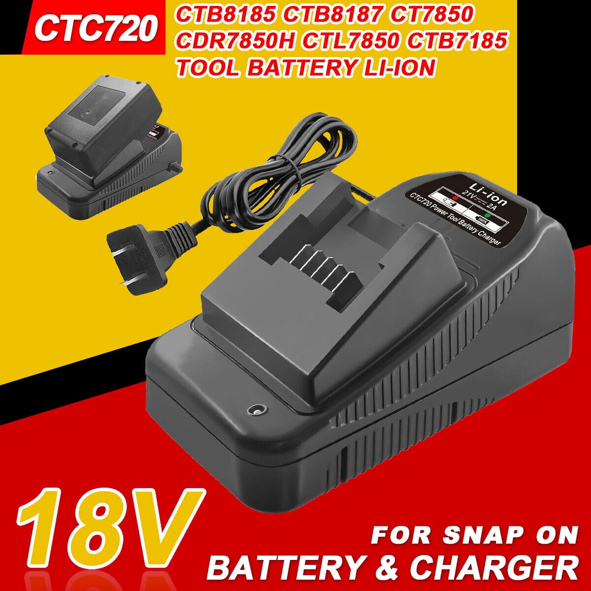 Charger CTC720 Replace for Snap on 18V Charger CTB8185 CTB8187 CT7850 ...