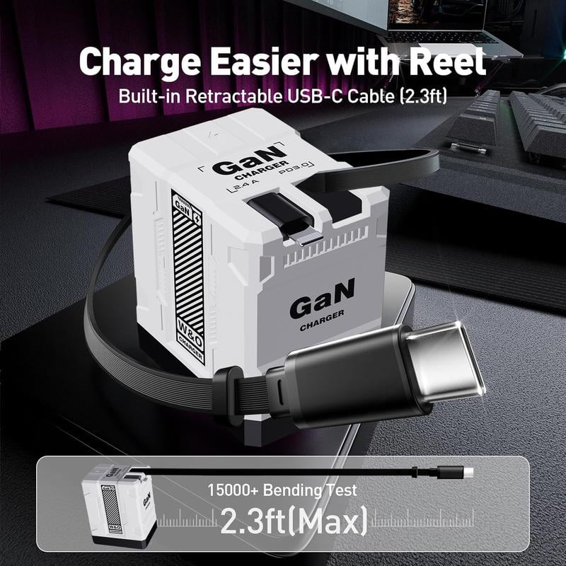 Charger Compatible with 120W Fast Charger with Retractable Type-c and ...