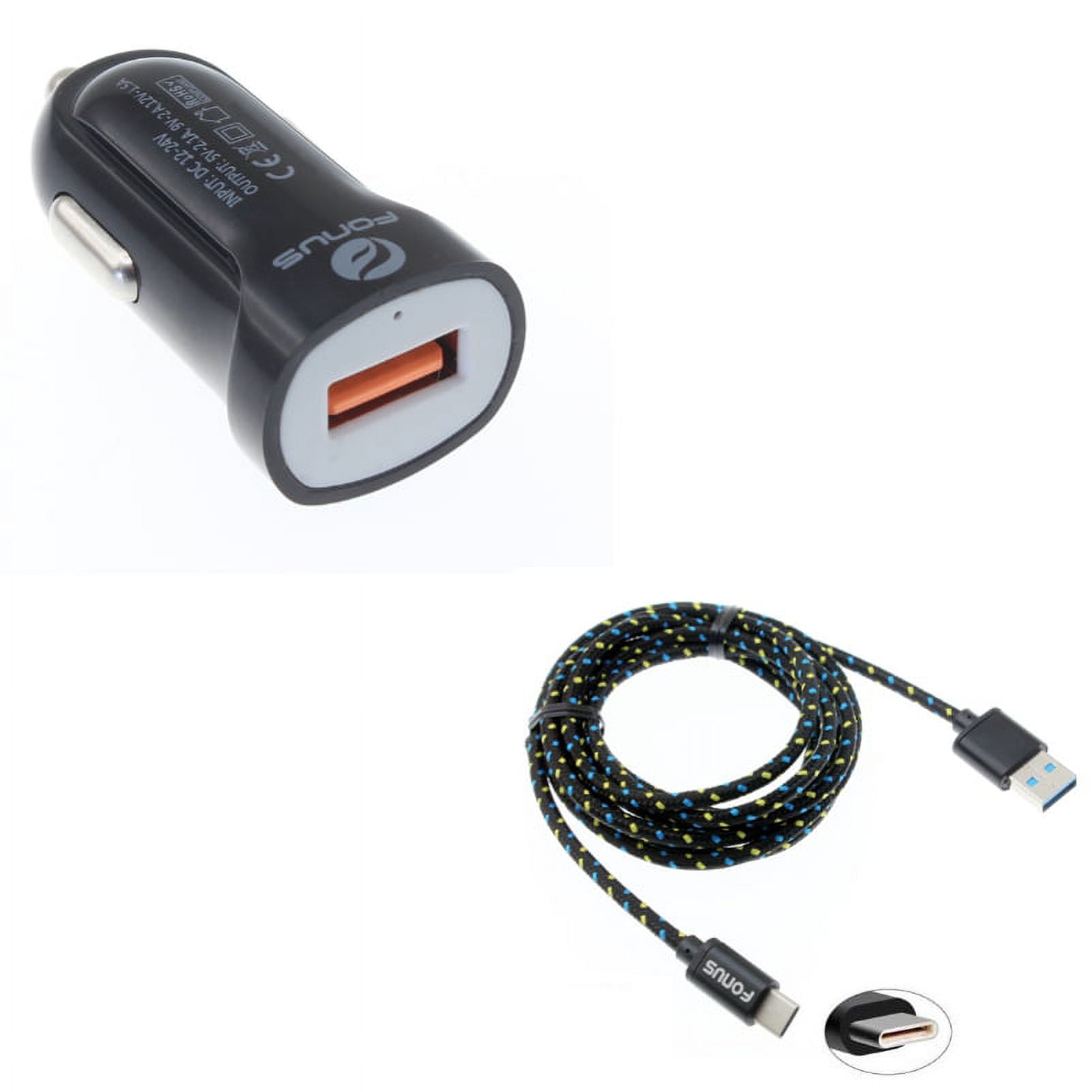 Charger Cord Type-C 6ft USB Cable w Fast USB Port 18W Car Charger N8G ...