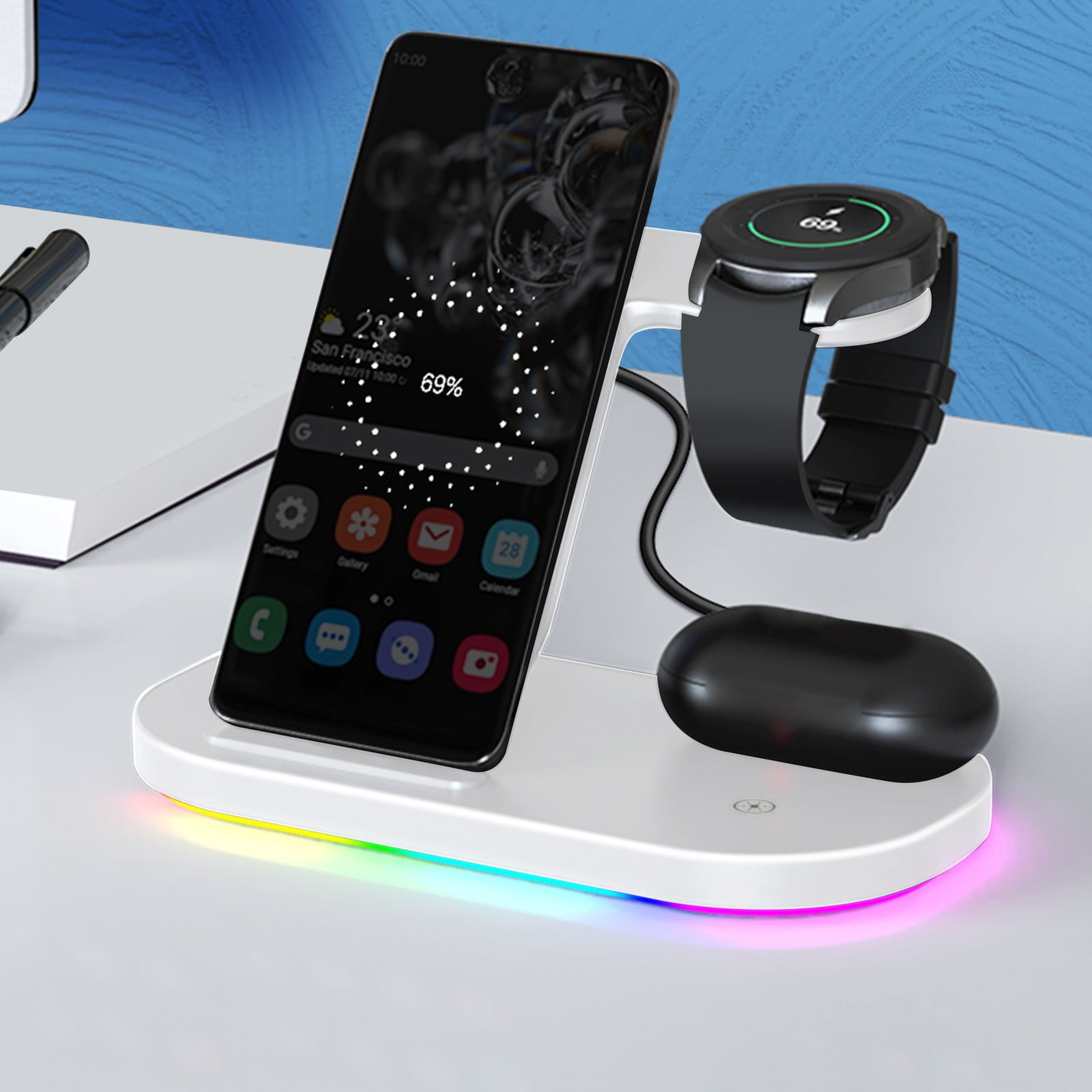 Charger Desktop Standing Three In One Wireless Charger Intelligent ...