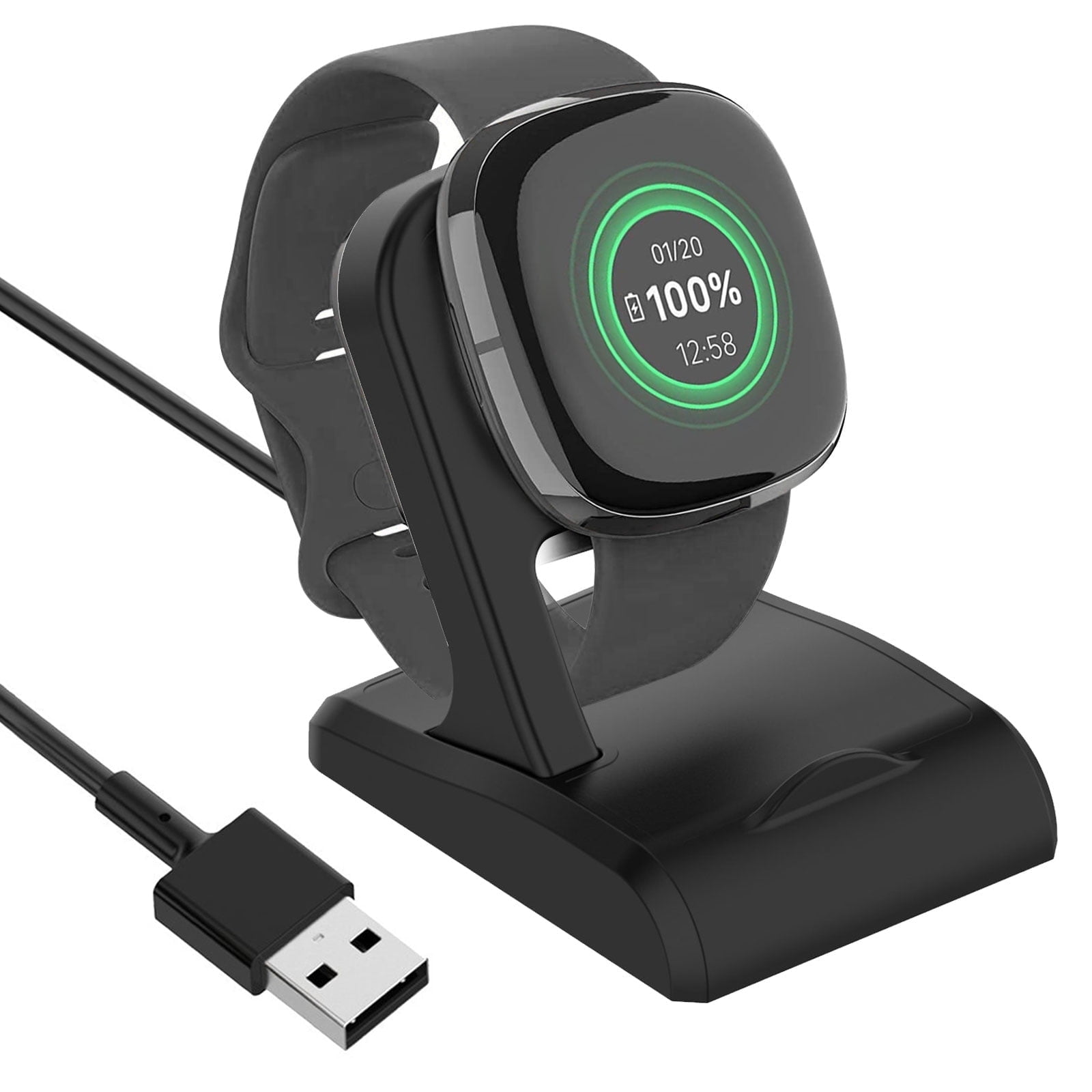 TSV Charger Dock Compatible with Fitbit Sense, Versa 3, 3.3ft USB Cable ...