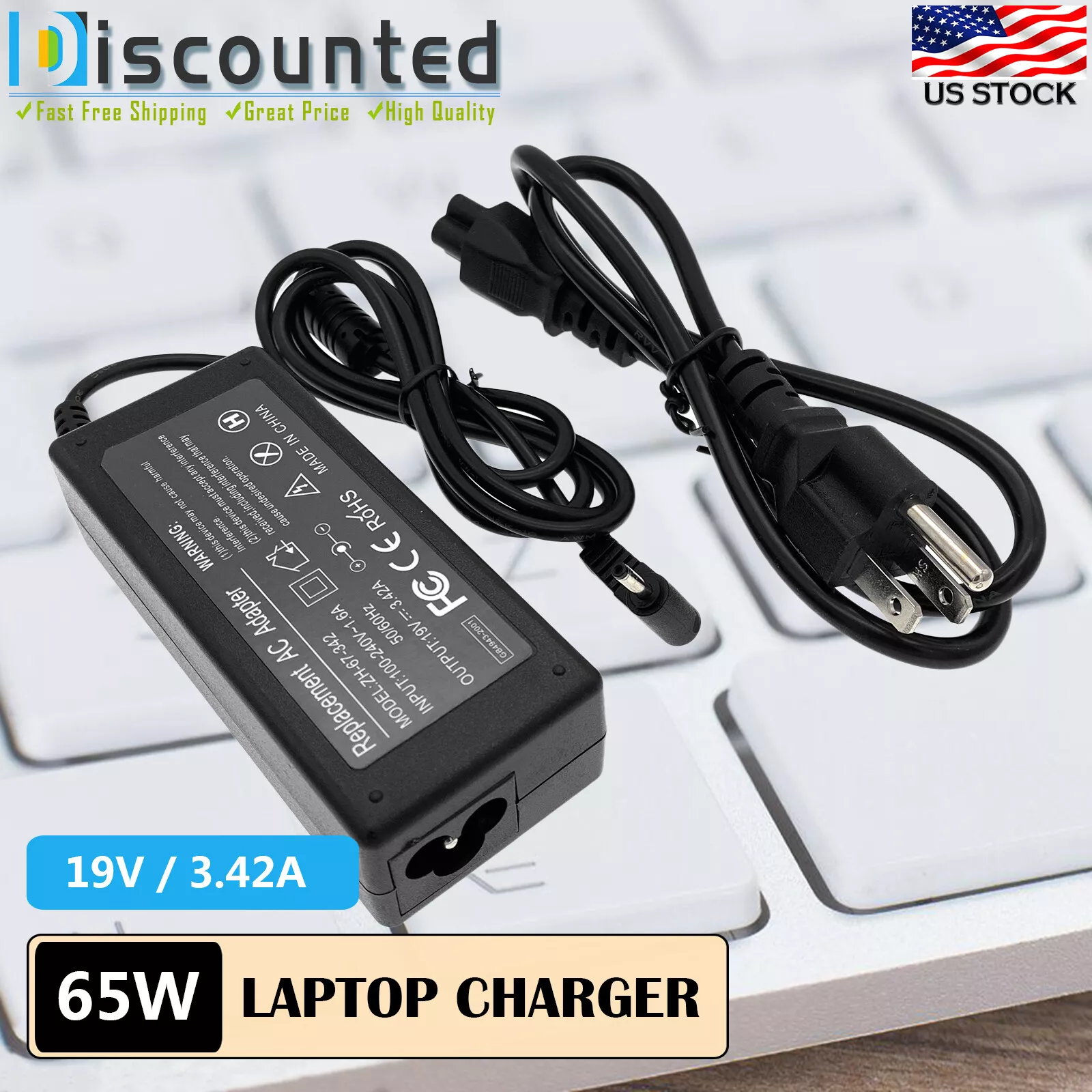 Charger For Acer Spin 3 SP314-54N-50W3 SP314-54N-58Q7 Laptop 65W AC Adapter Cord - Walmart.com