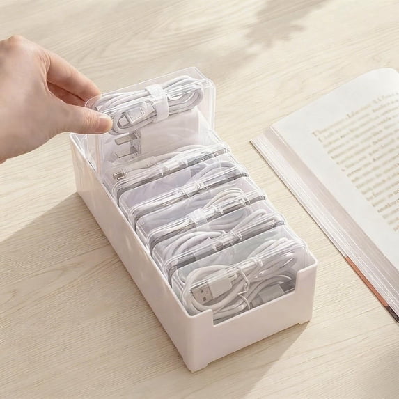 Charger Organizer 2 Pack, Desktop Cable Management Box with Wire Ties ...