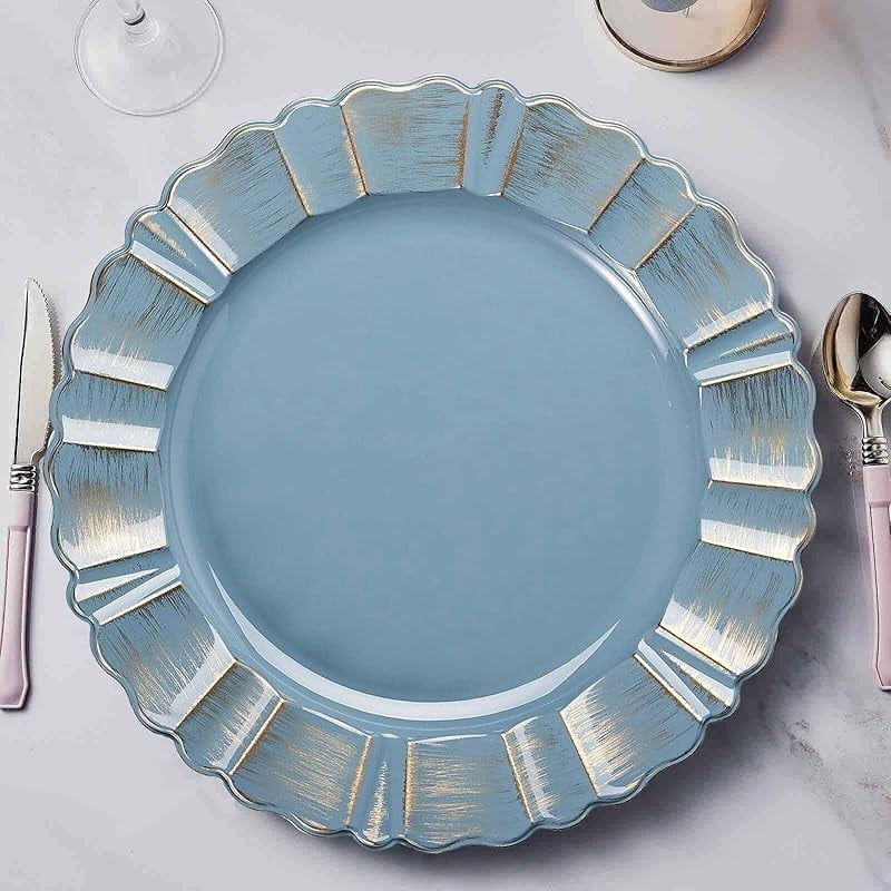 Charger Plates -Set of 24 - Acrylic Ocean Blue Round Disposable ...