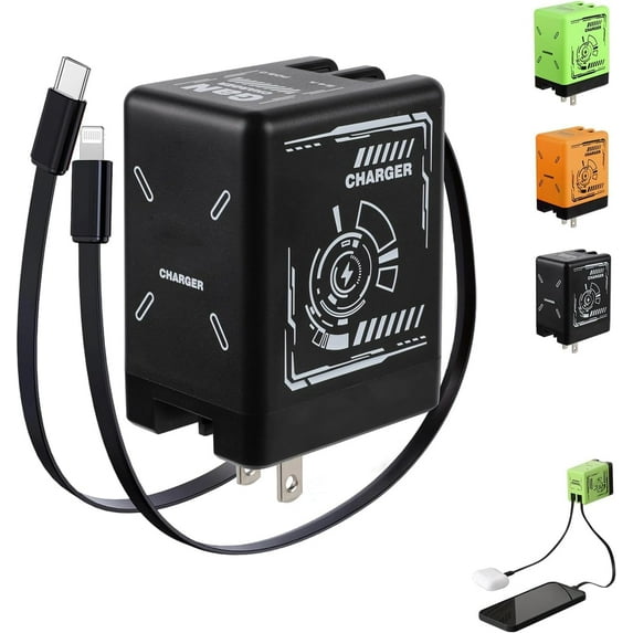 Charger with Retractable Cables,Upgraded 20W PD3.0 Fast Charger Module ...