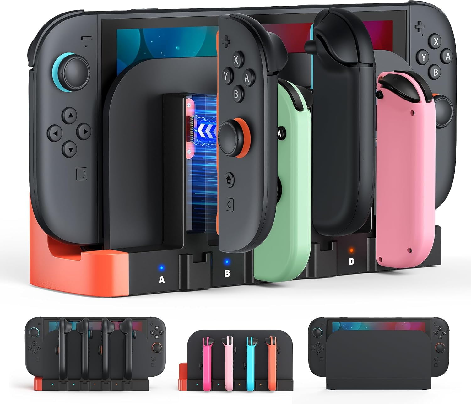 [Charger for Switch 2 2025] Joycon 1/2 Charger Dock, 8 in 1 Fast Charge ...