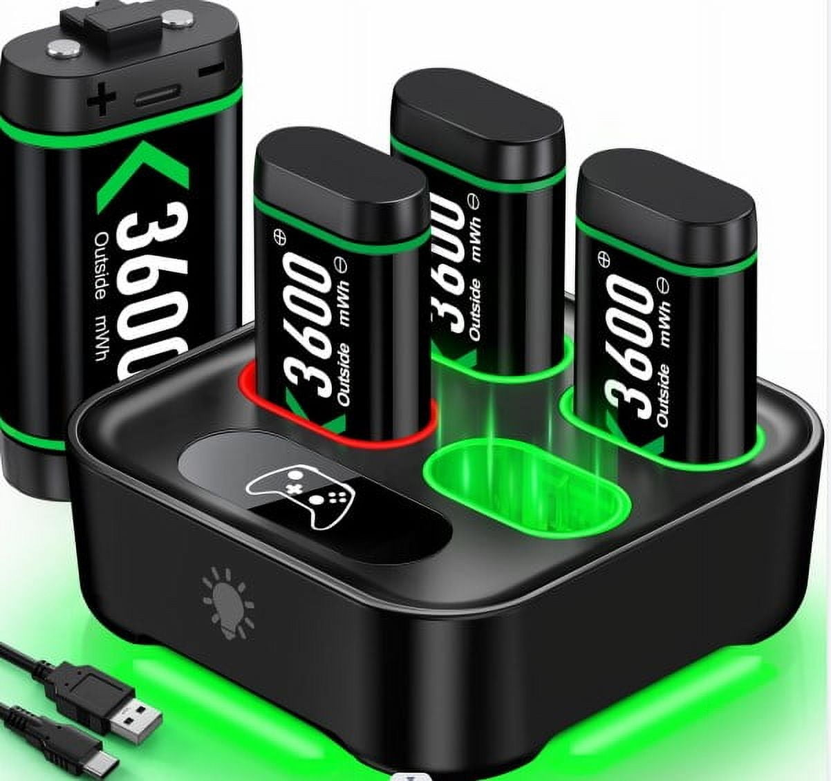 Charger for Xbox One Controller Battery Pack with 4x3600mWh USB ...