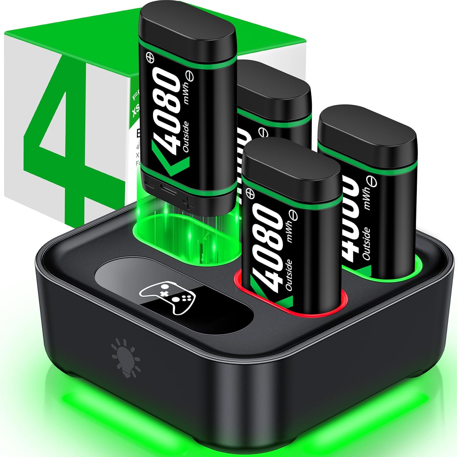 Charger for Xbox One Controller Battery Pack with 4x4080mWh USB C Xbox ...