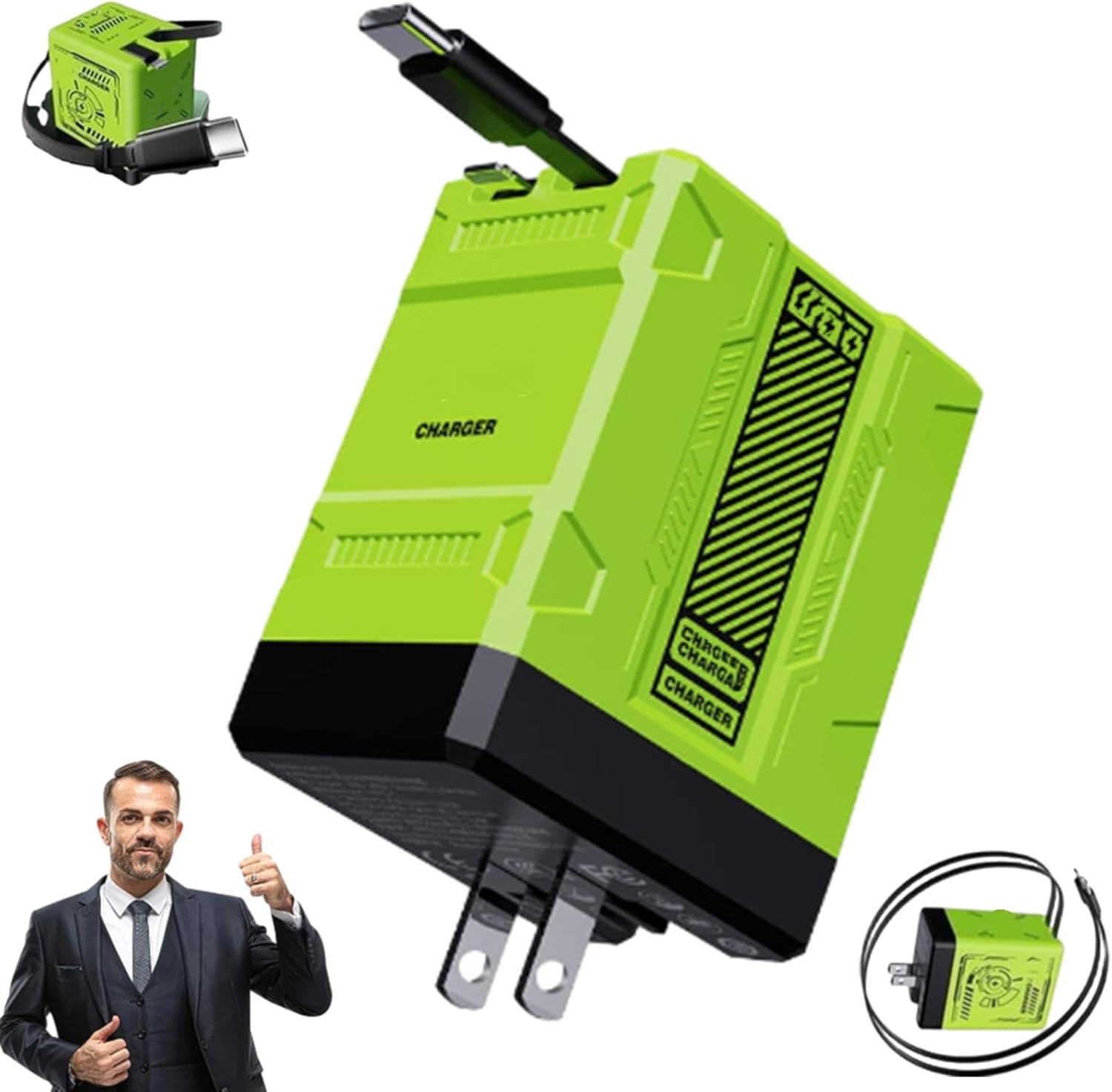 Charger with Retractable Cables, 2-in-1 Fast Charger 120W, Scalable ...