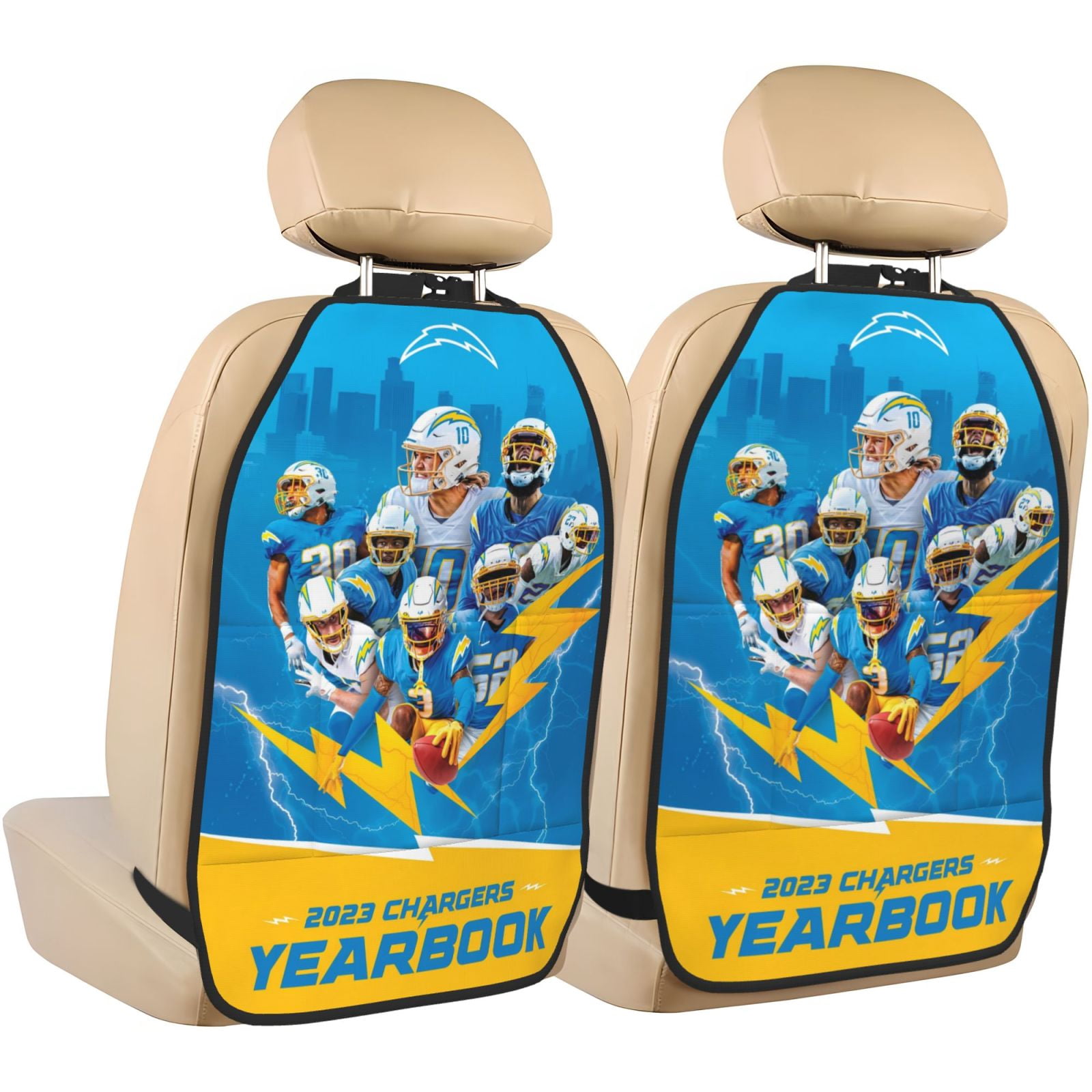 Chargers 2 Pack Car Kick Seats Mats Cover Back Protector with Pockets ...