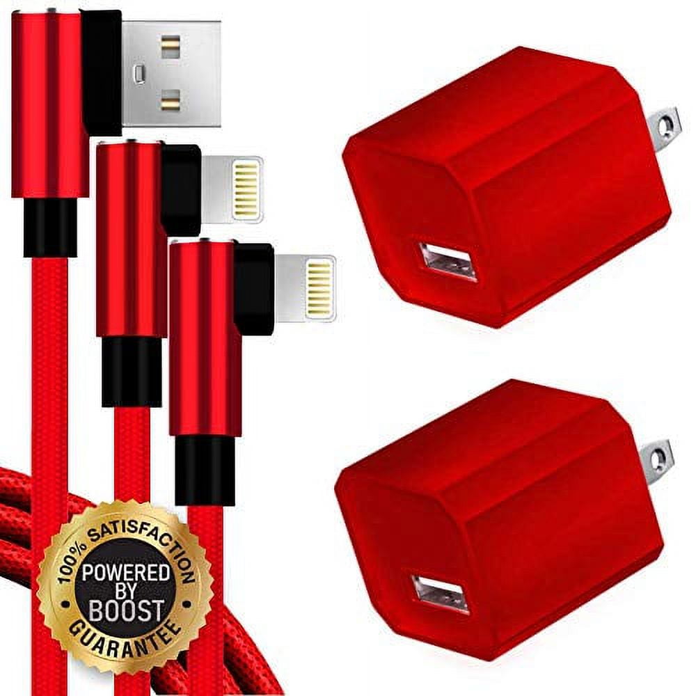 Chargers 2-Pack Charging Cable Nylon Braided 90 Degree Cords and 2-Pack ...