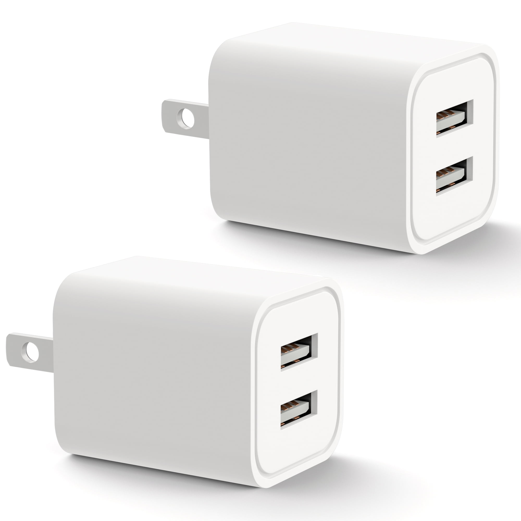 Chargers 2-Port USB Power Adapter [2-Pack] Wall Charger 2.4A Cube for ...