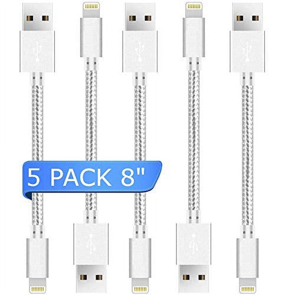 Chargers 5Pack 8-INCH Short-Length Nylon Braided USB Charging & Syncing ...