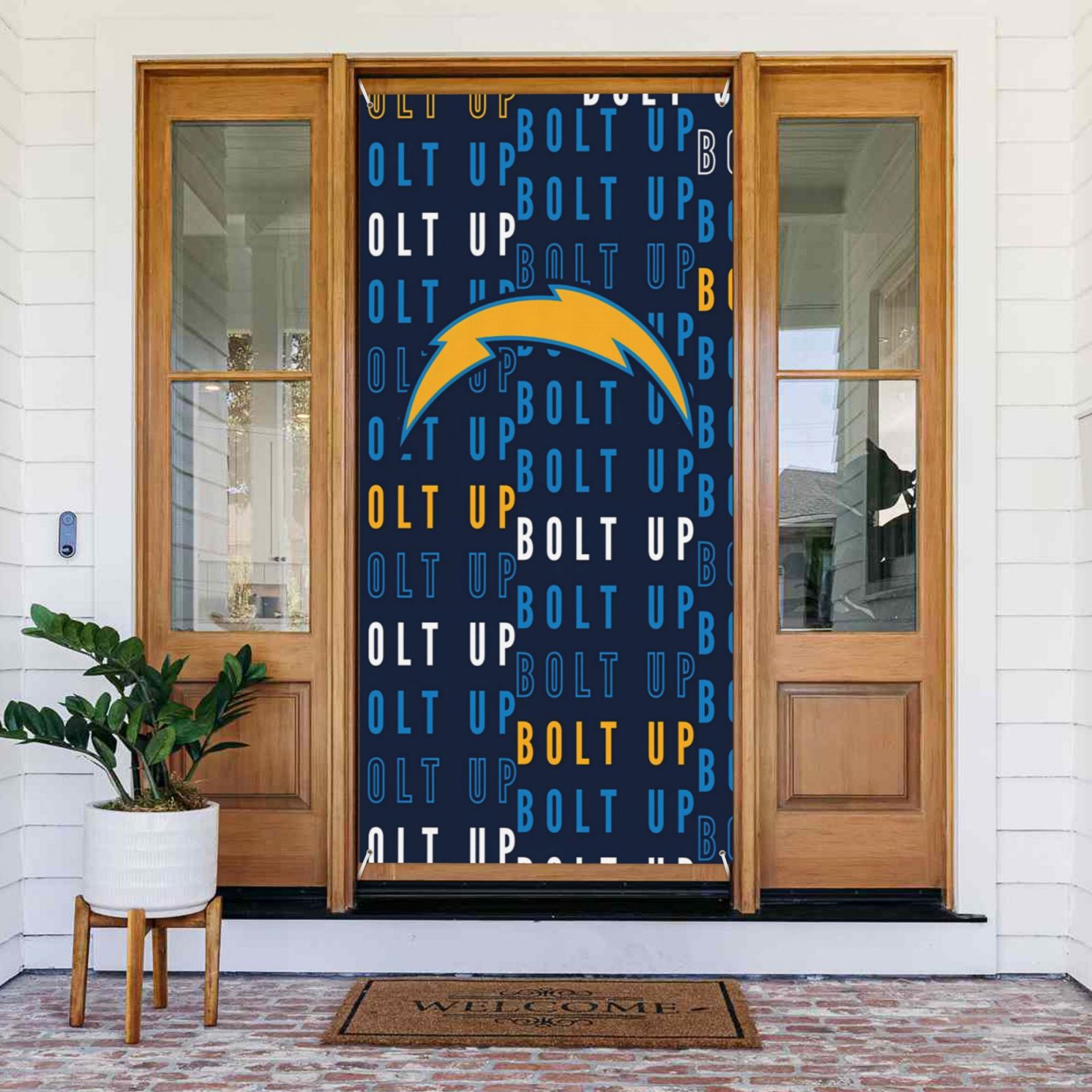 Chargers Football Team Door Decor Banner, Custom Team Fan Porch Sign ...