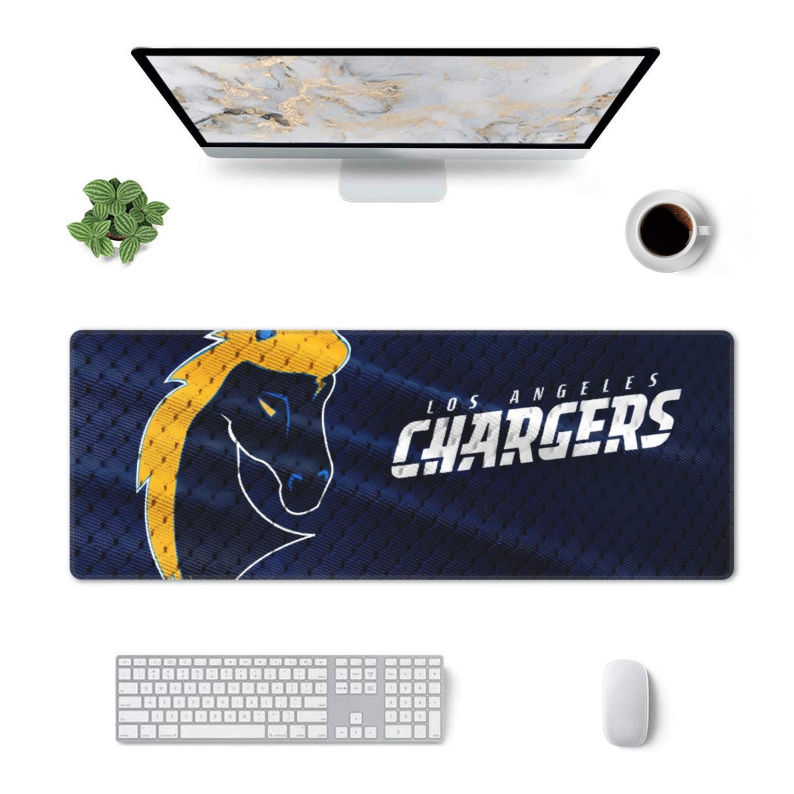 Chargers Football Team Pattern Oversized Rubber Keyboard Pad 12x31.5 ...