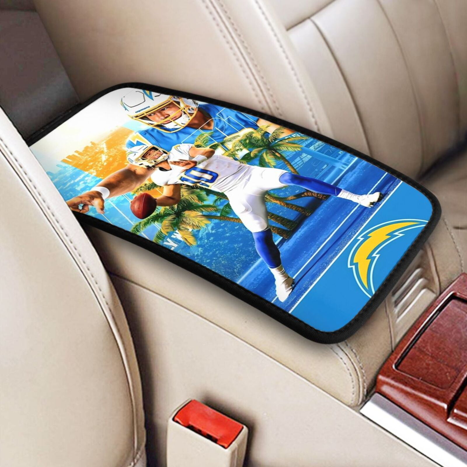 Chargers Justin Herbert Football fans Gear Car Armrest Pad | 19mm Thick ...