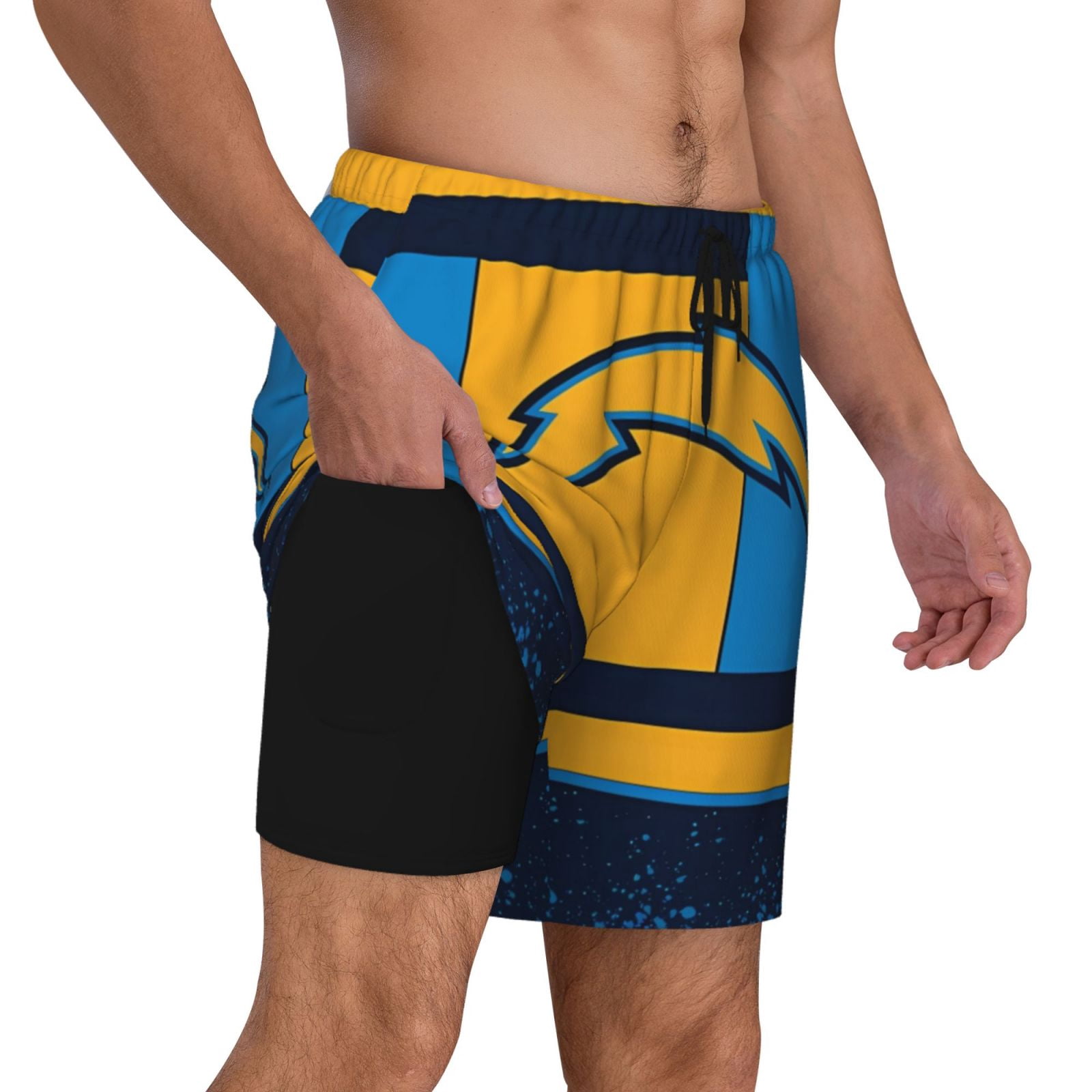 Chargers Men's Double-layer Beach Shorts Quick Dry Dive Swim ...