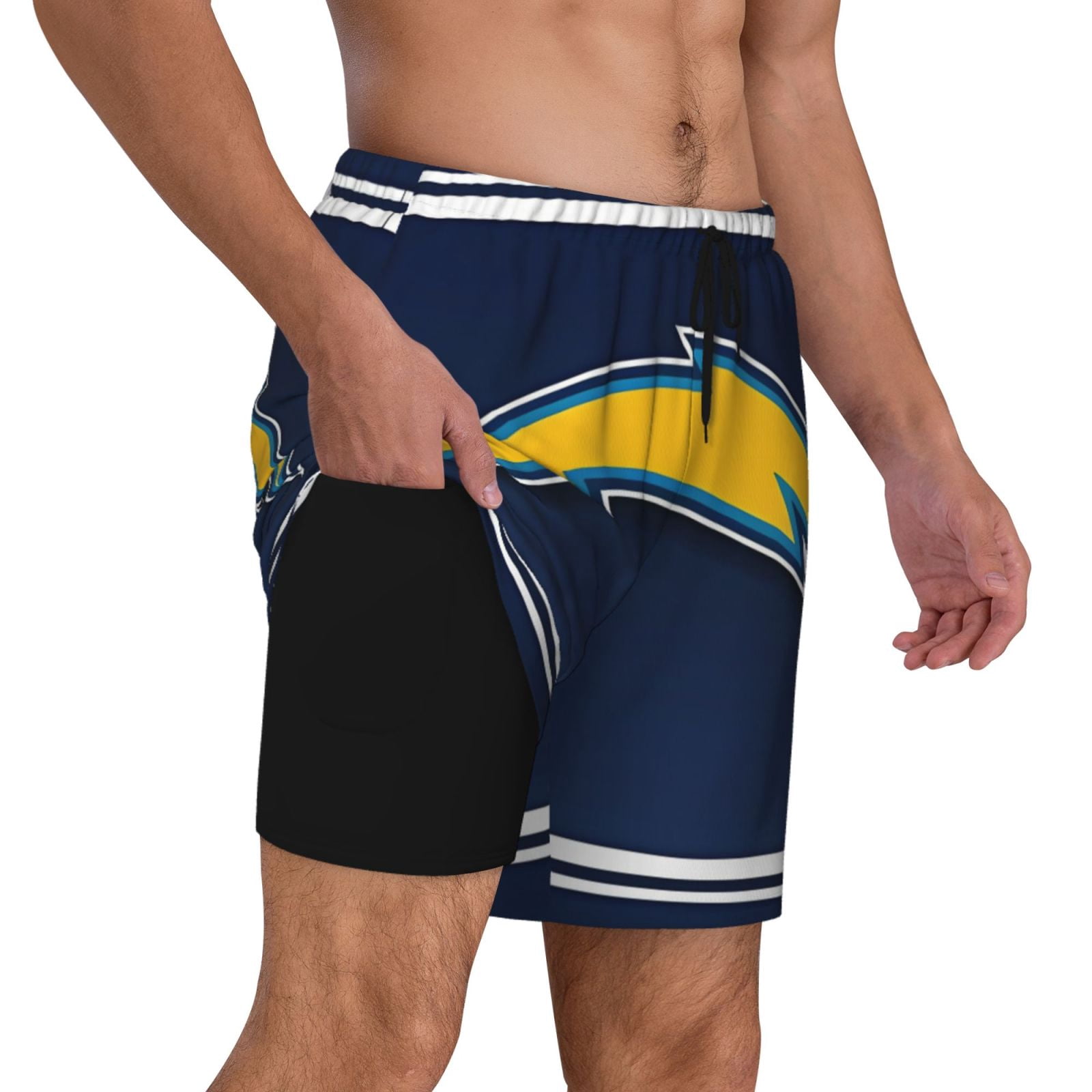 Chargers Men's Double-layer Beach Shorts Quick Dry Dive Swim ...