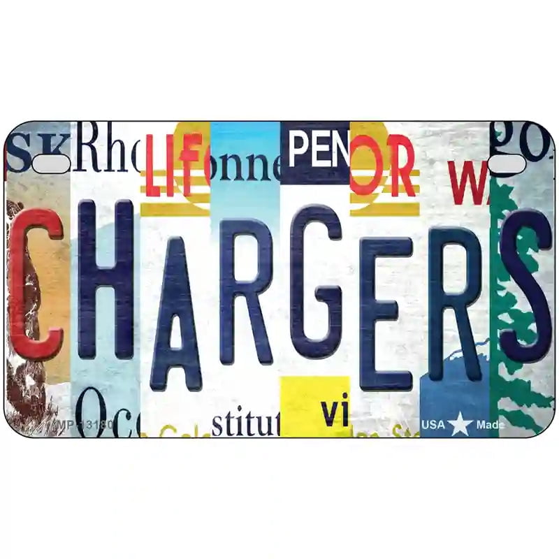 Chargers Strip Art Novelty Metal License Plate Tag 7" x 4" Motorcycle ...