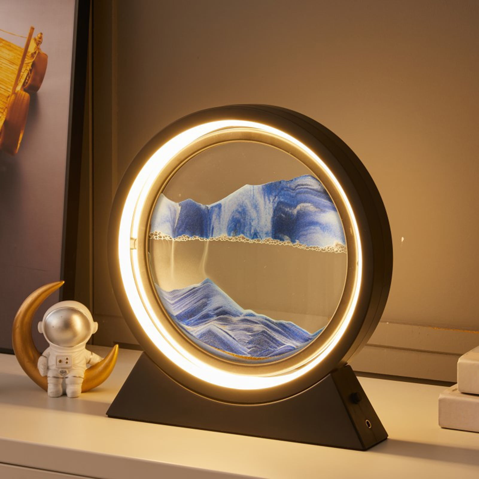 Chargetd Moving Sand Art Desk Lamp Quicksand Picture 3D Deep Sea ...