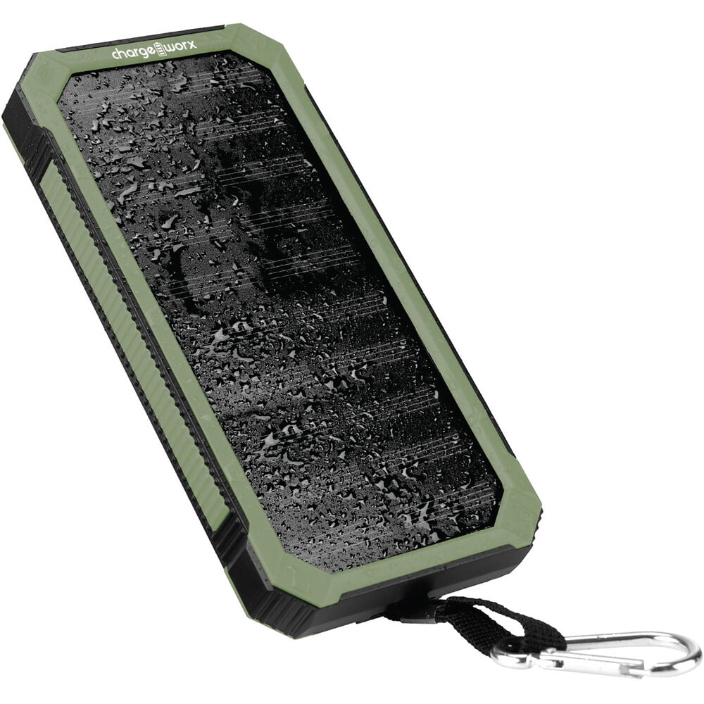 Chargeworx 15,000mAh Solar Powered Waterproof Power Bank for USB ...