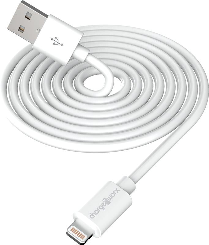 Chargeworx 6' Lightning Sync and Charge Cable - White - Walmart.com