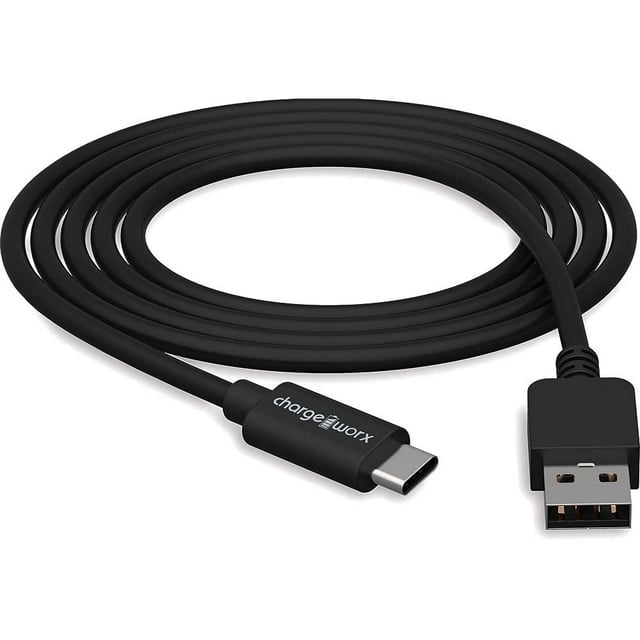 Chargeworx 6ft USB-C to USB-A Sync & Charge Cable, Black, 1 Ea, 2 Pack ...