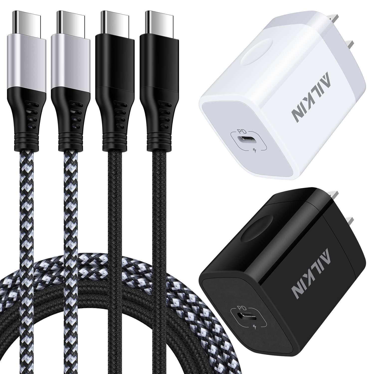 AILKIN 20W PD Type C Charger Block with Double USB C Cell Phone Cords ...