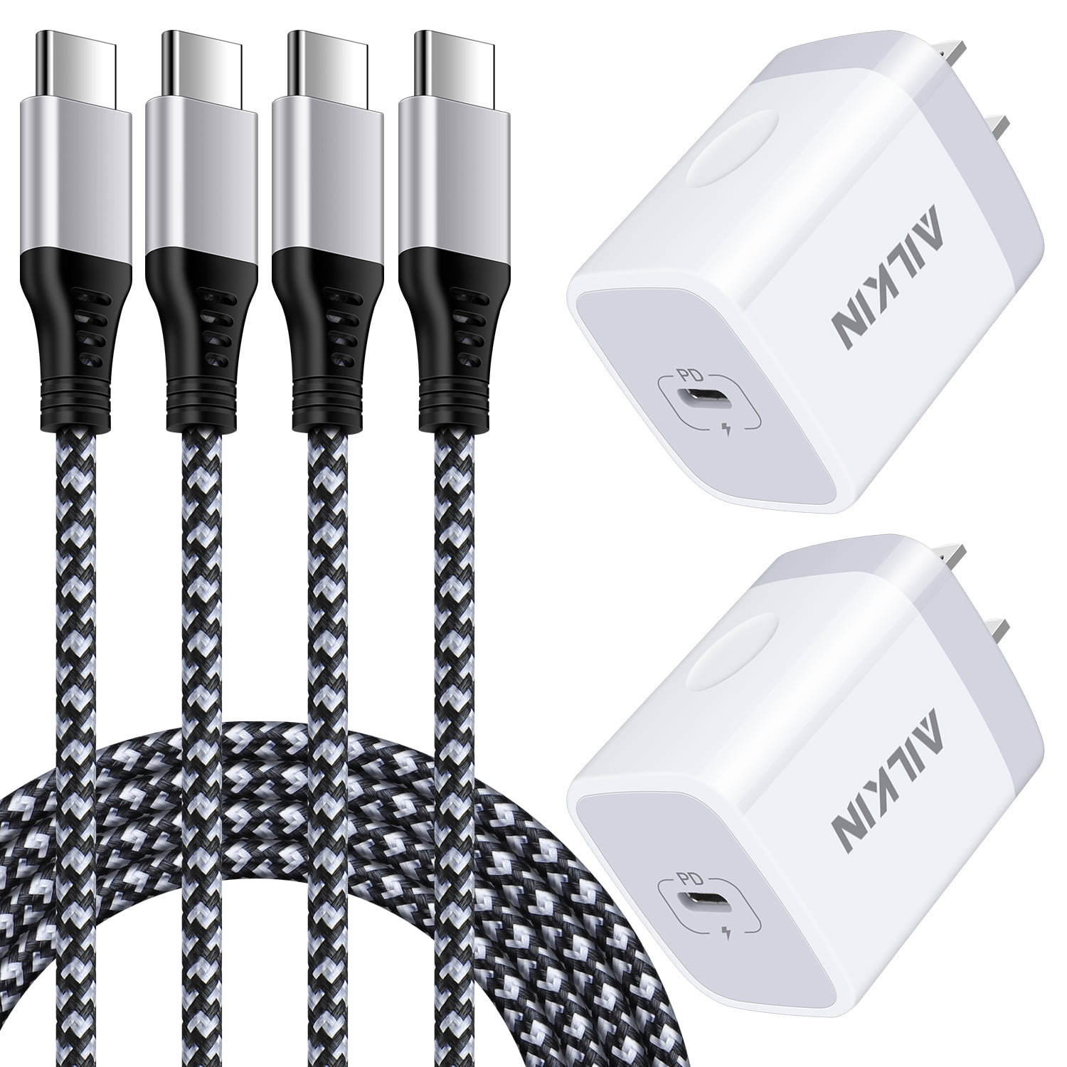 Charging Block Type C Block with 2PACK USB C Cables 6ft,AILKIN 20W PD ...