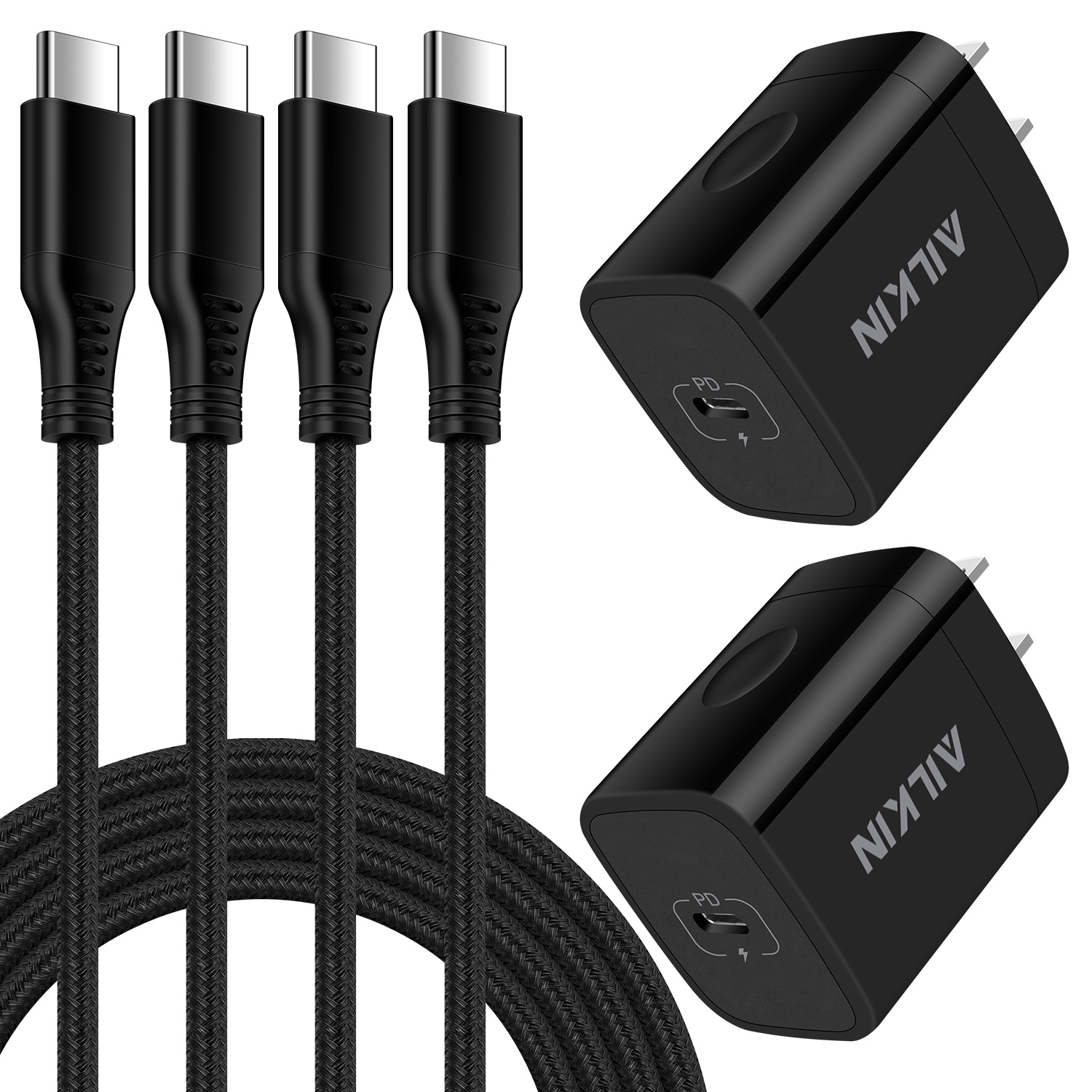 Charging Block Type C Block with 2PACK USB C Cables 6ft,AILKIN 20W PD ...