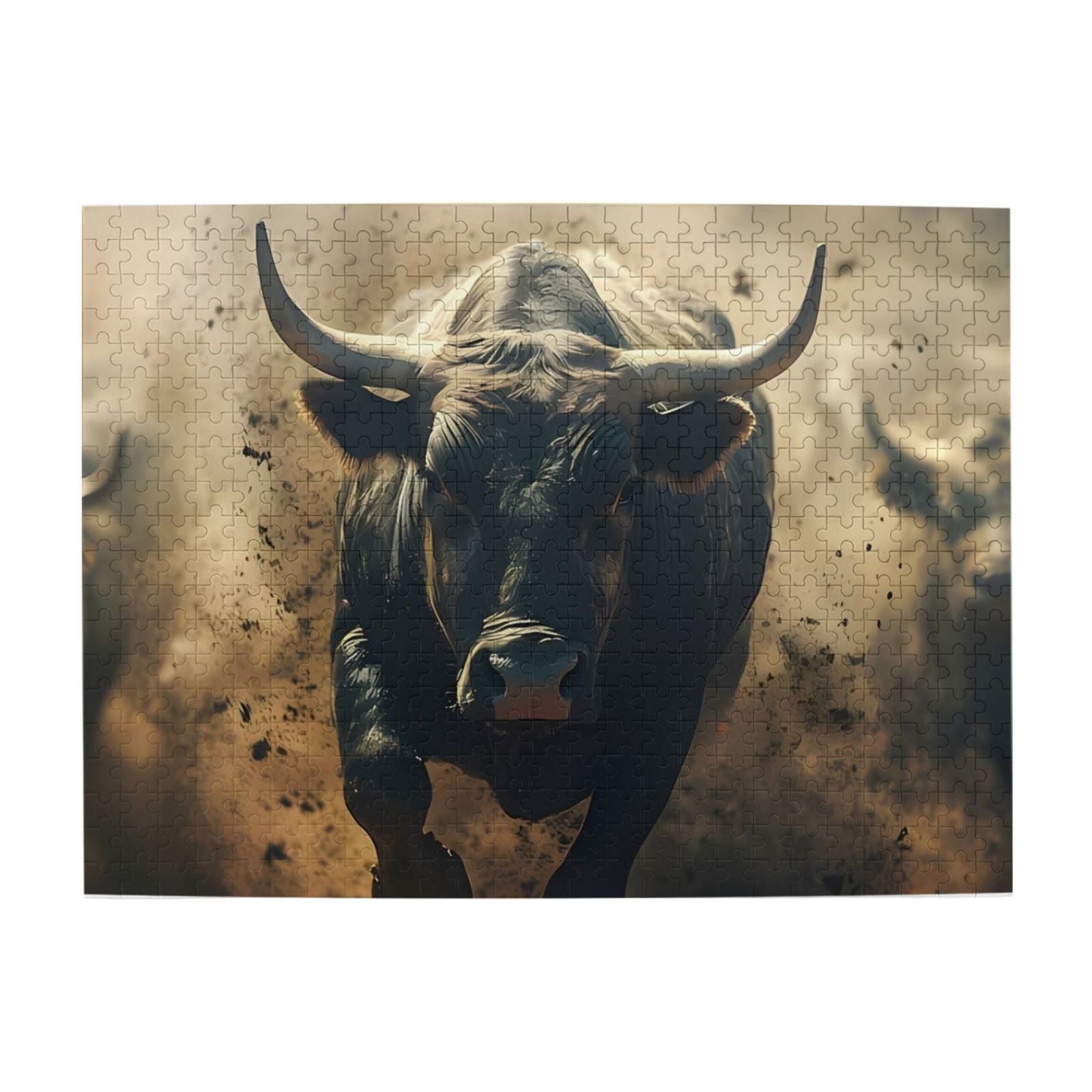 Charging Bull Fury 1000-Piece Wooden Jigsaw Puzzle for Adults, Fun ...
