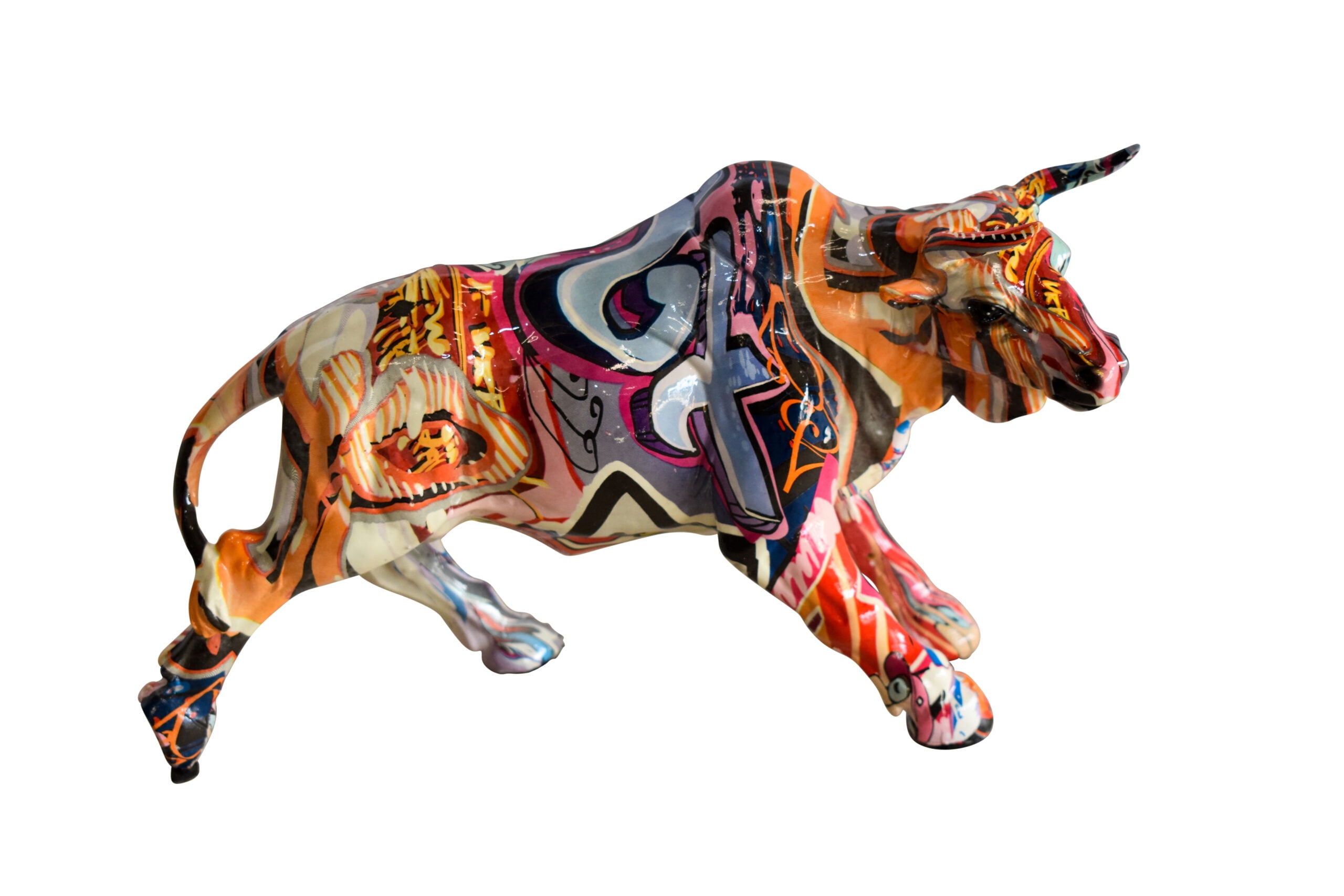 Nifao Charging Bull, Modern Pop Art Style Resin Statue – Home Decor ...