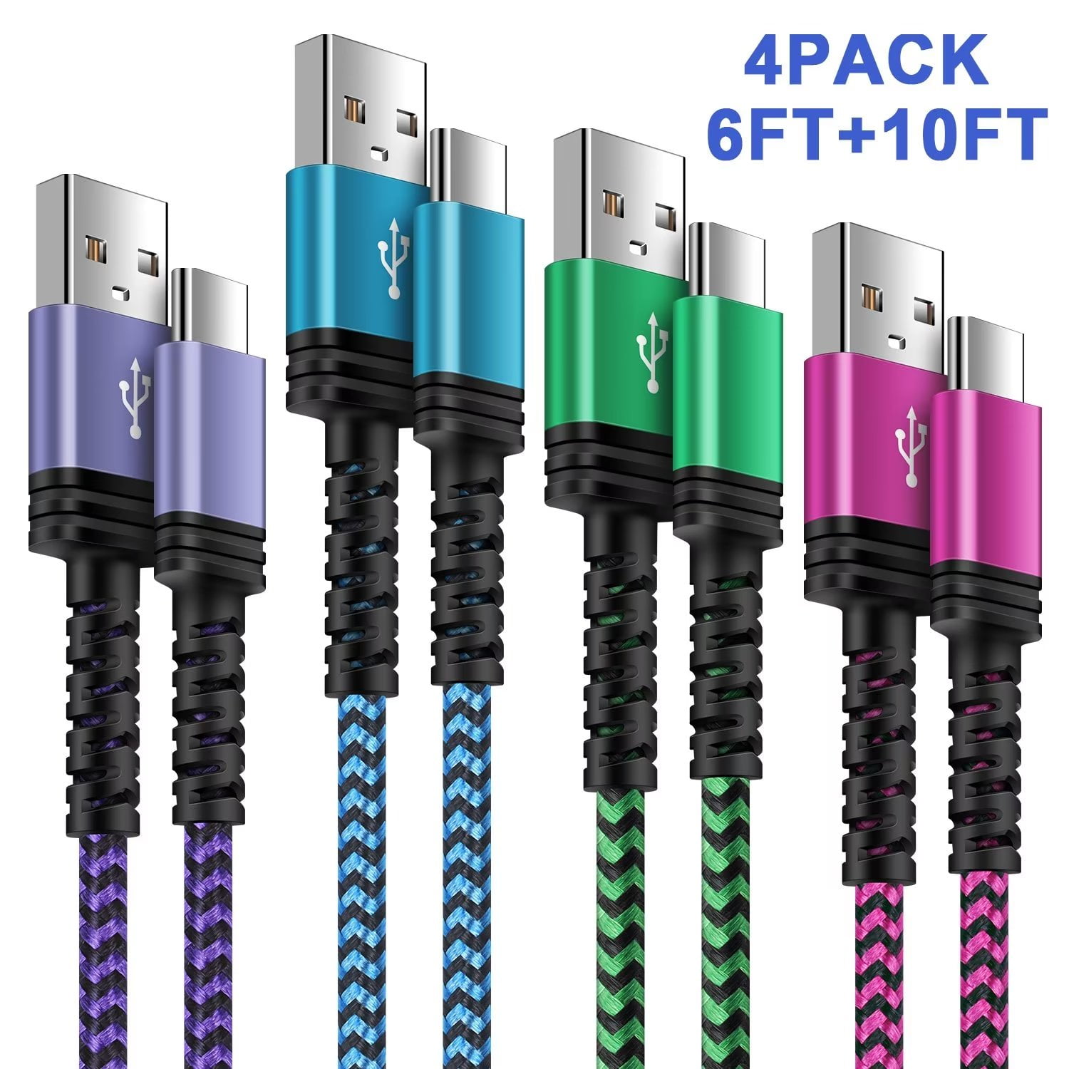 Charging Cable 6ft+10ft 4PACK,AILKIN Type C USB A Fast Charging Cable ...
