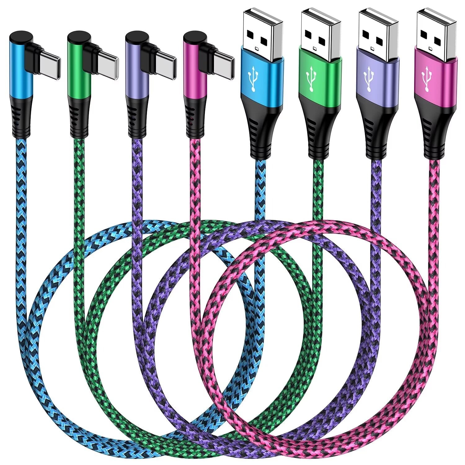 HOPEPOW Right Angle USB C to USB A Charging Cable 6ft, 4-Pack, Fast ...