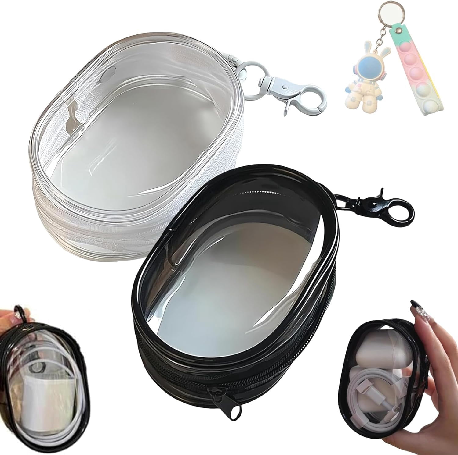Charging Cable Storage Bag, Clear Hard Shell Zipper Case, Portable ...