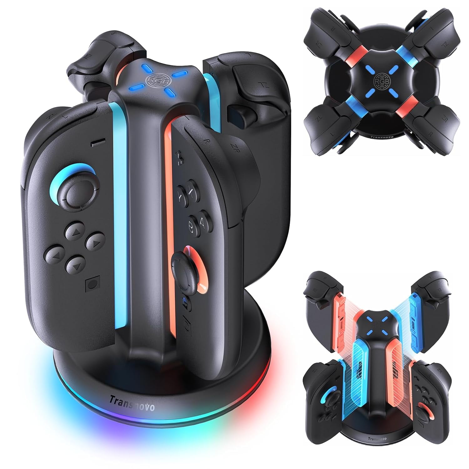 Charging Dock for Switch 2 Joycons, 4 in 1 Dual-Side Magnetic Fast ...