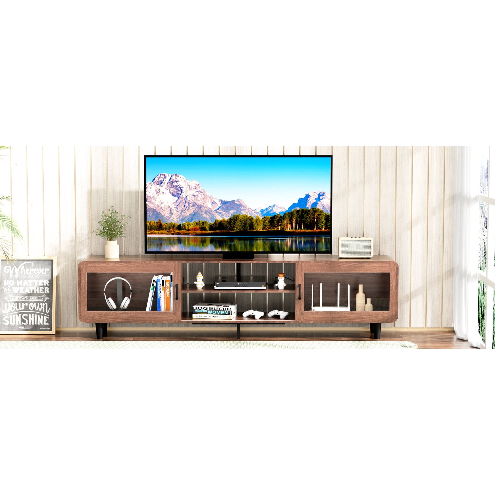Charging Hub & Anti - bump Design - TV Stand for 60 - 70 Inch TVs in ...