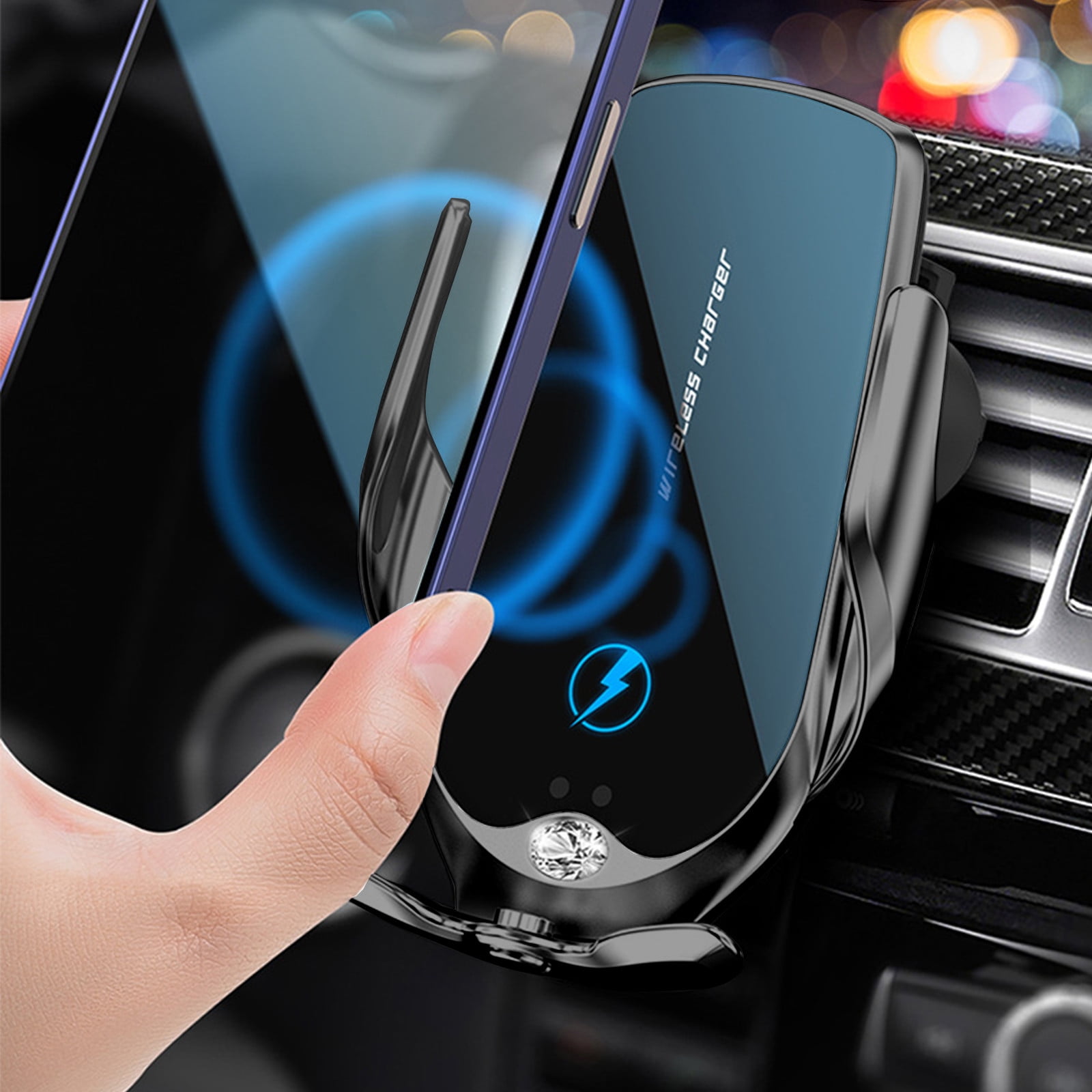 Charging Phone Mount for Car, Car Wireless Magnetic Charger Automatic ...