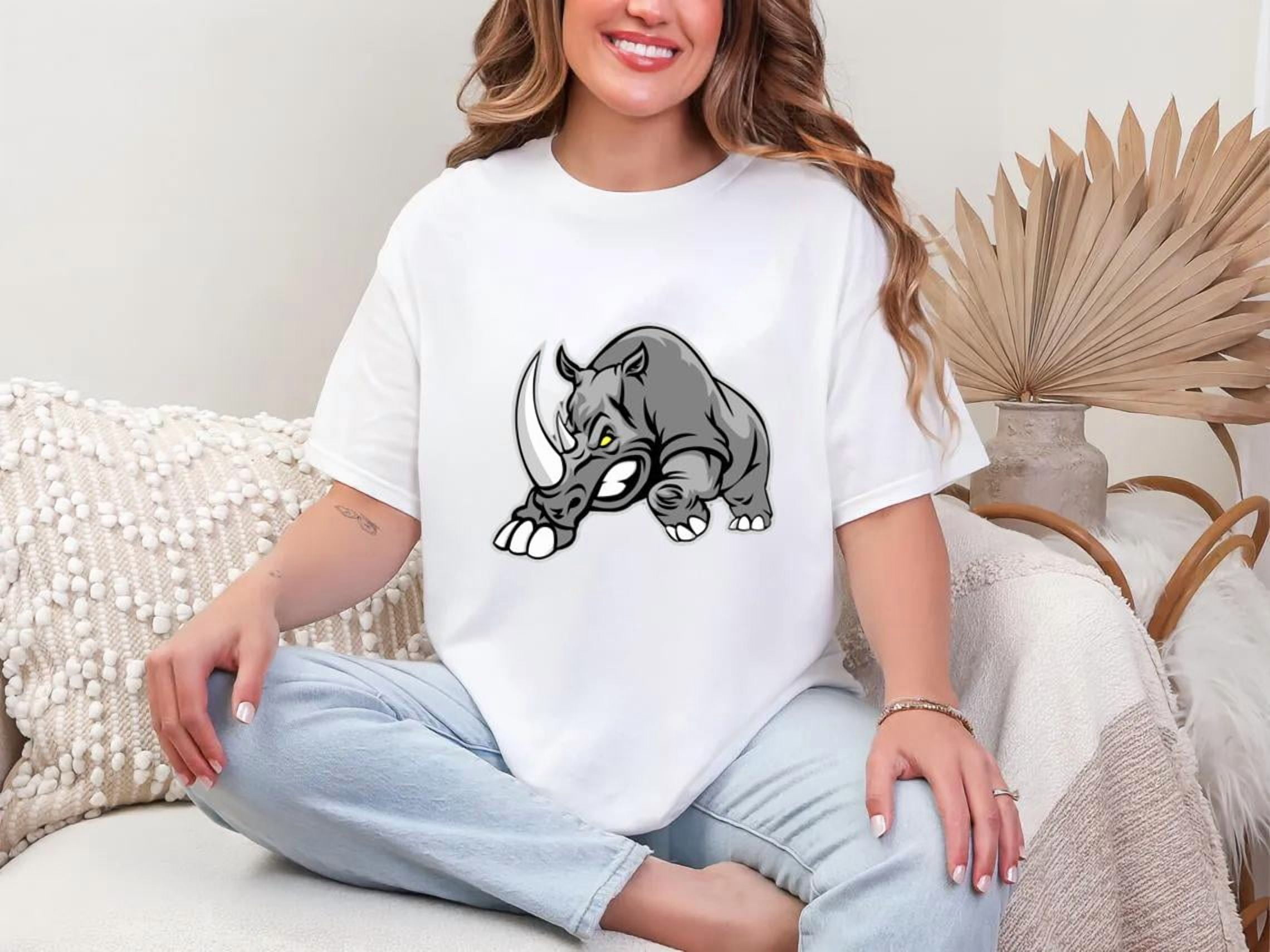Charging Rhino Animal Power Bold Wild Energy Graphic Unisex T-shirt, for men & women, up to size ...