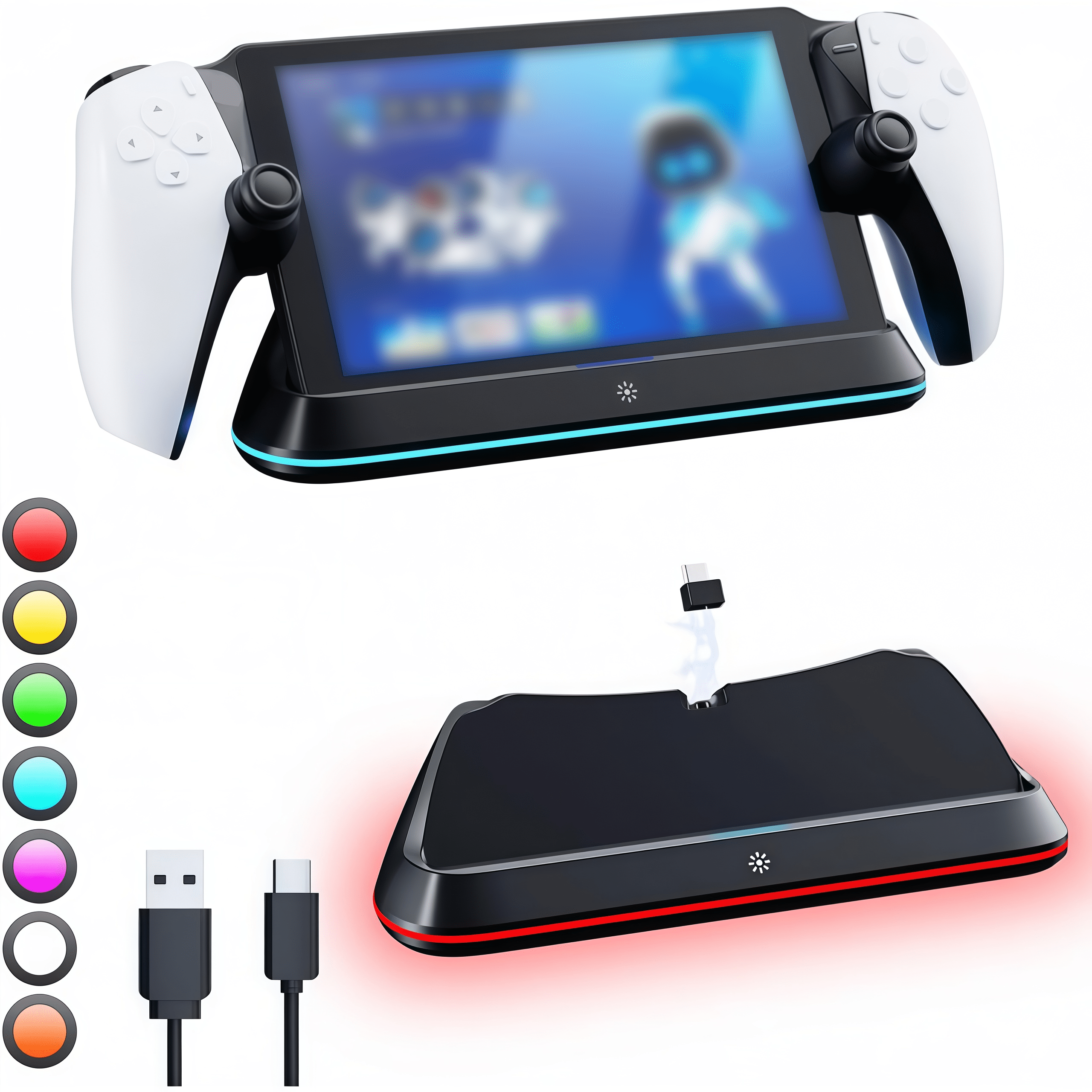 Charging Stand for PlayStation Portal with RGB Light Modes, Portable ...
