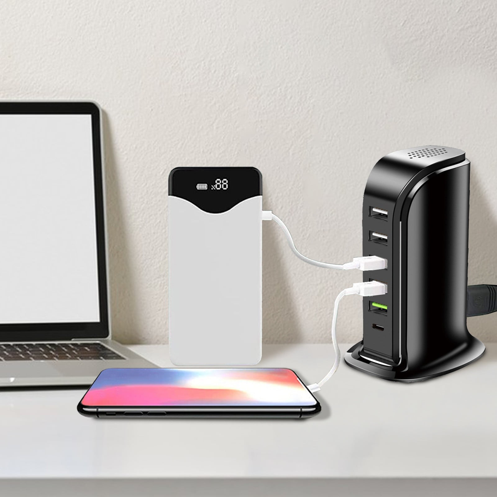 Charging Station for Multiple Devices 40W,Wall Charger Block 5 USB ...