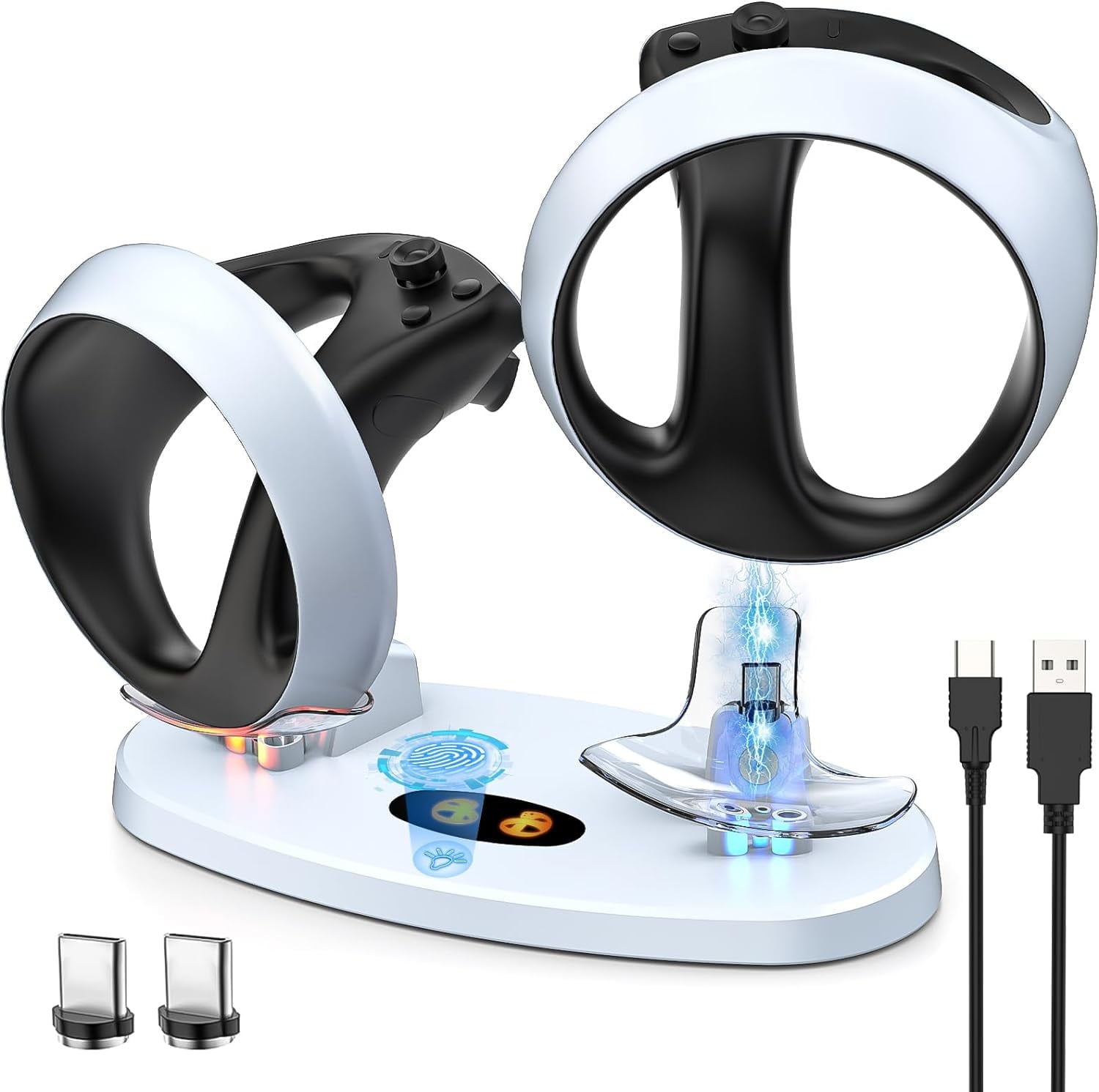 PSVR2 Controller Charging Station, Magnetic Dual Rapid Charger Dock with LED Indicator, PS VR2 ...